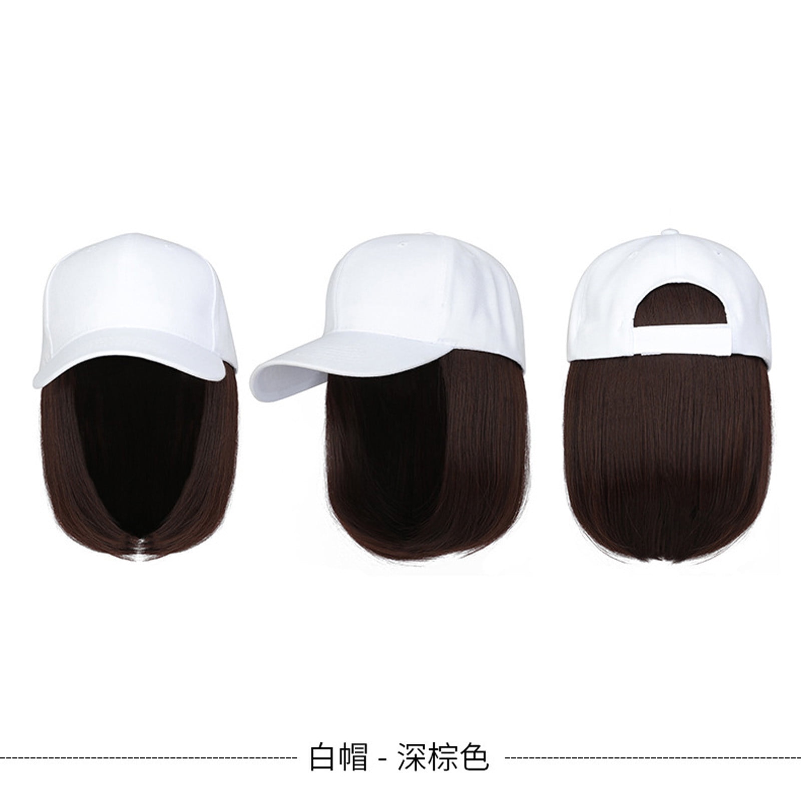Straight Short Wig Baseball Cap | Synthetic Hair Extensions Attached ...