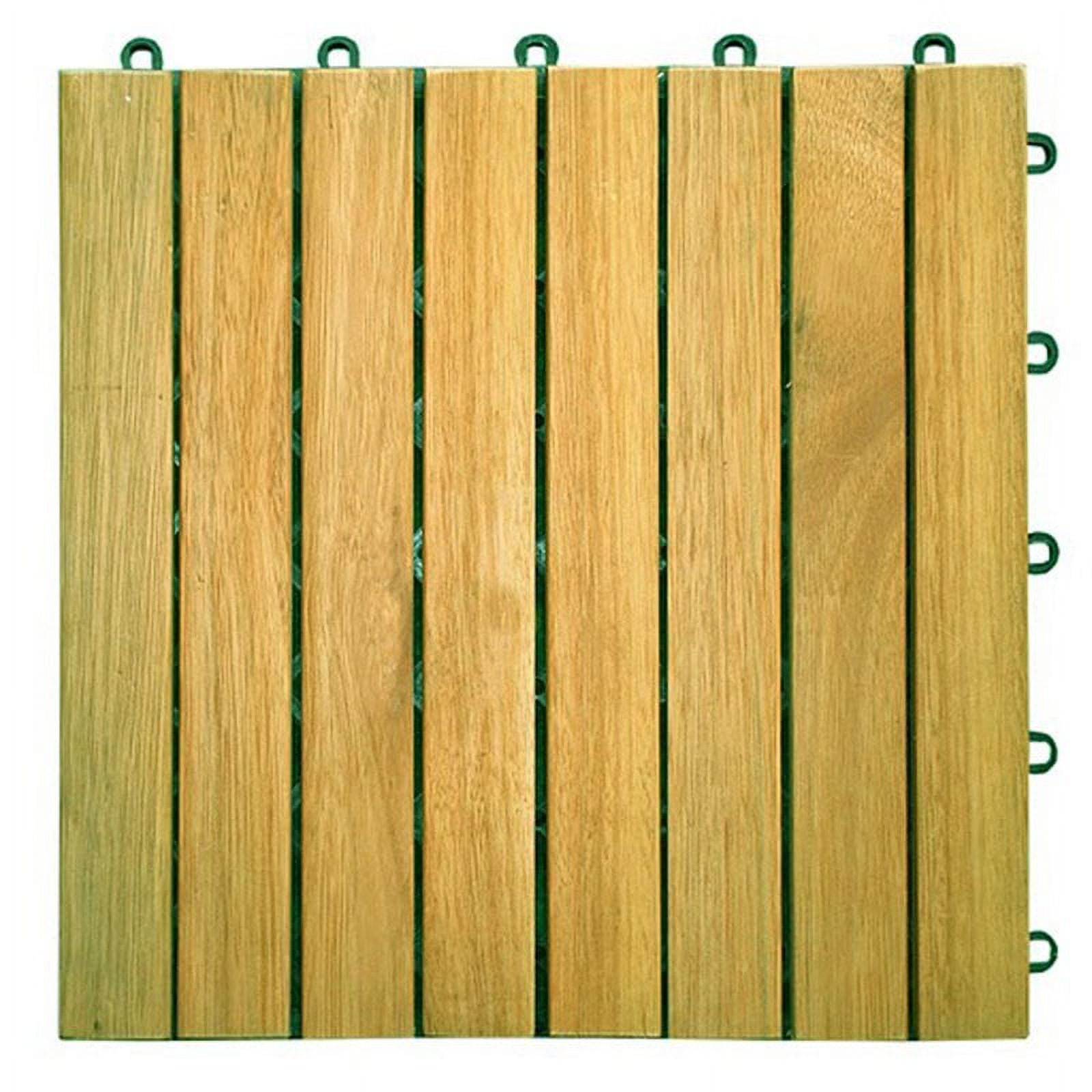 8 Slat Acacia Interlocking Deck Tile Teak Finish - Set of 10 Tiles ...