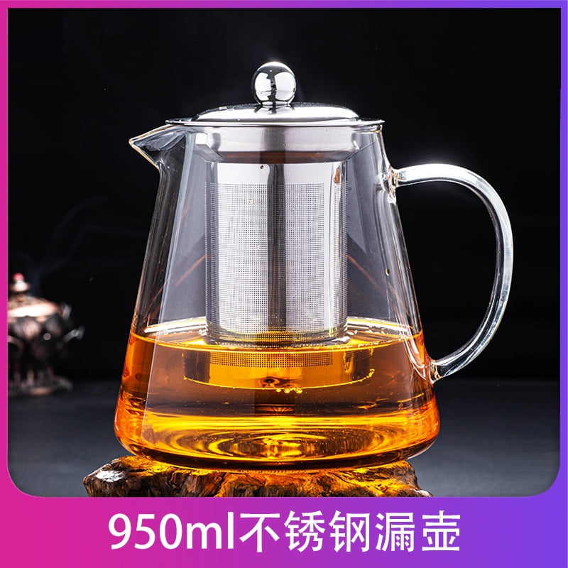 Straight Steel Leaking Pot Glass Teapot Tea Set Stainless Steel Filter ...