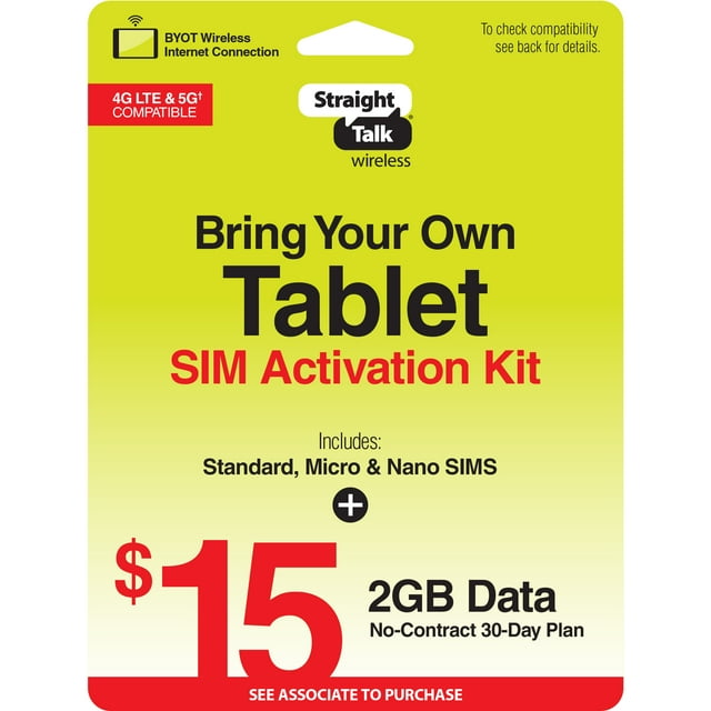 Straight Talk $15 Bring Your Own Tablet Sim Kit - Walmart.com