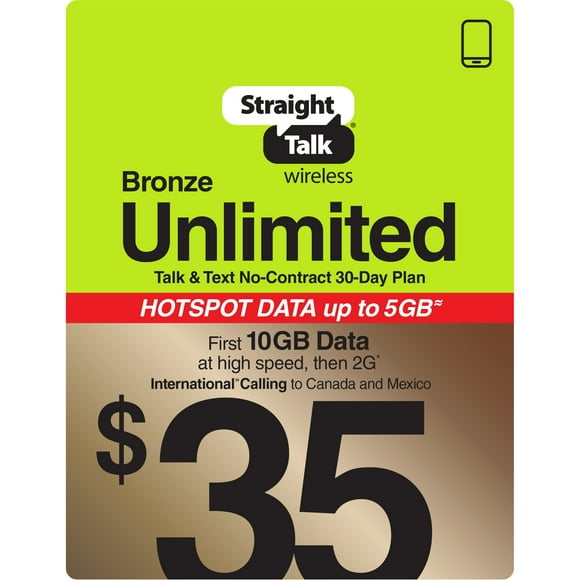 Straight Talk $35 Bronze Unlimited Talk & Text 30-Day Prepaid Plan ...