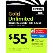 Straight Talk $45 Silver Unlimited 30-Day Prepaid Plan +10GB Hotspot ...