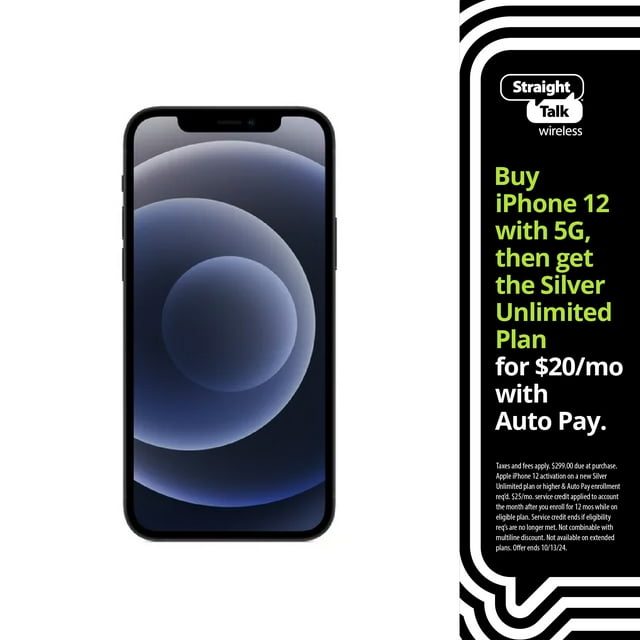 Straight Talk Apple iPhone 12, 64GB, Super Retina Display, 5G Speed ...
