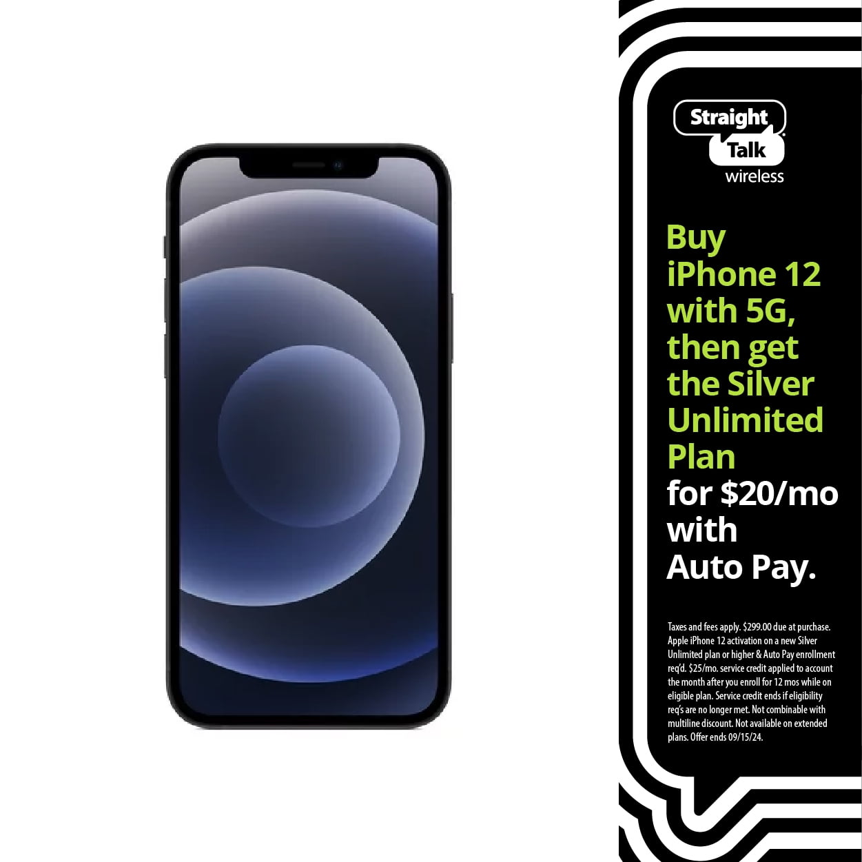 Straight Talk Apple iPhone 12, 64GB, Black- Prepaid Smartphone [Locked ...