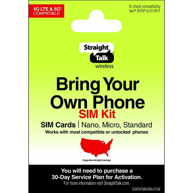 Straight Talk Bring Your Own Phone SIM Kit, No Airtime - Prepaid ...