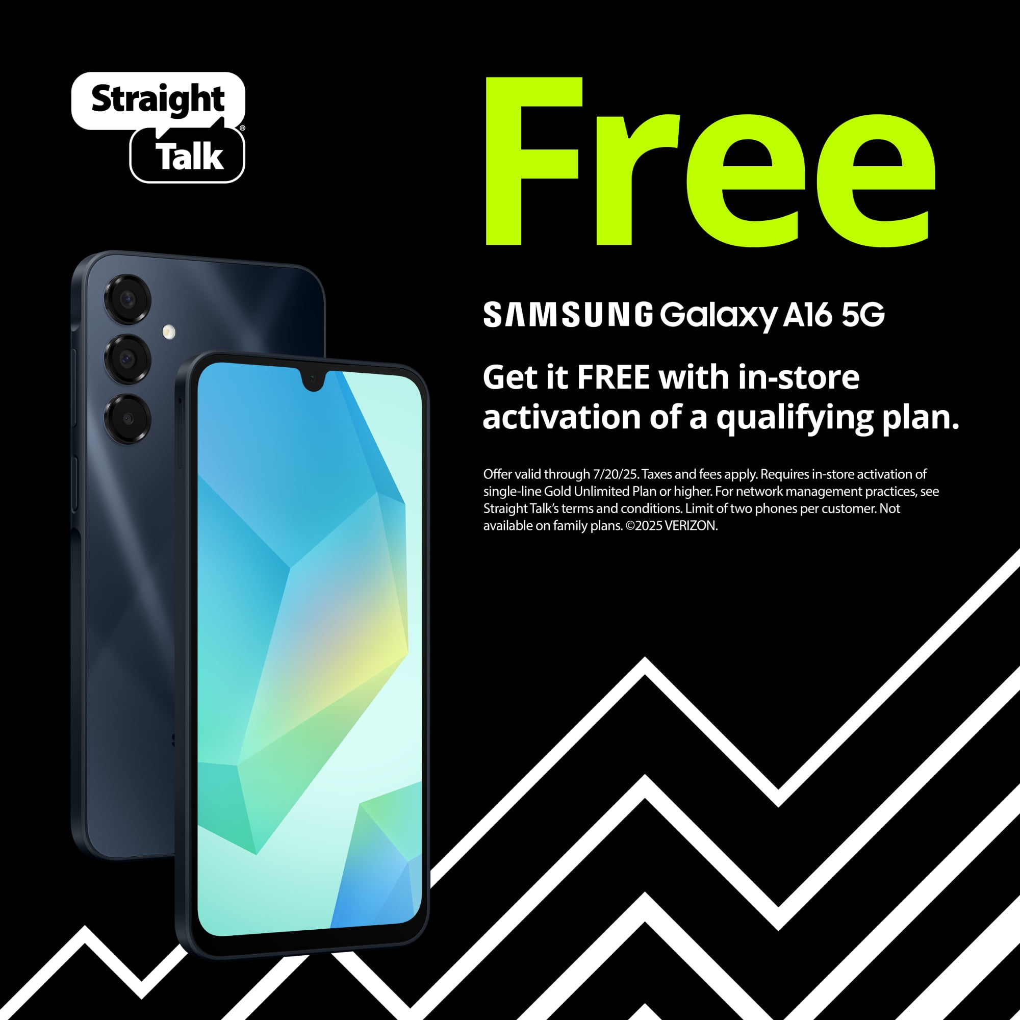 Straight Talk Samsung Galaxy A16, 128GB, 5G, Black - Prepaid Smartphone [Locked to Straight Talk ...