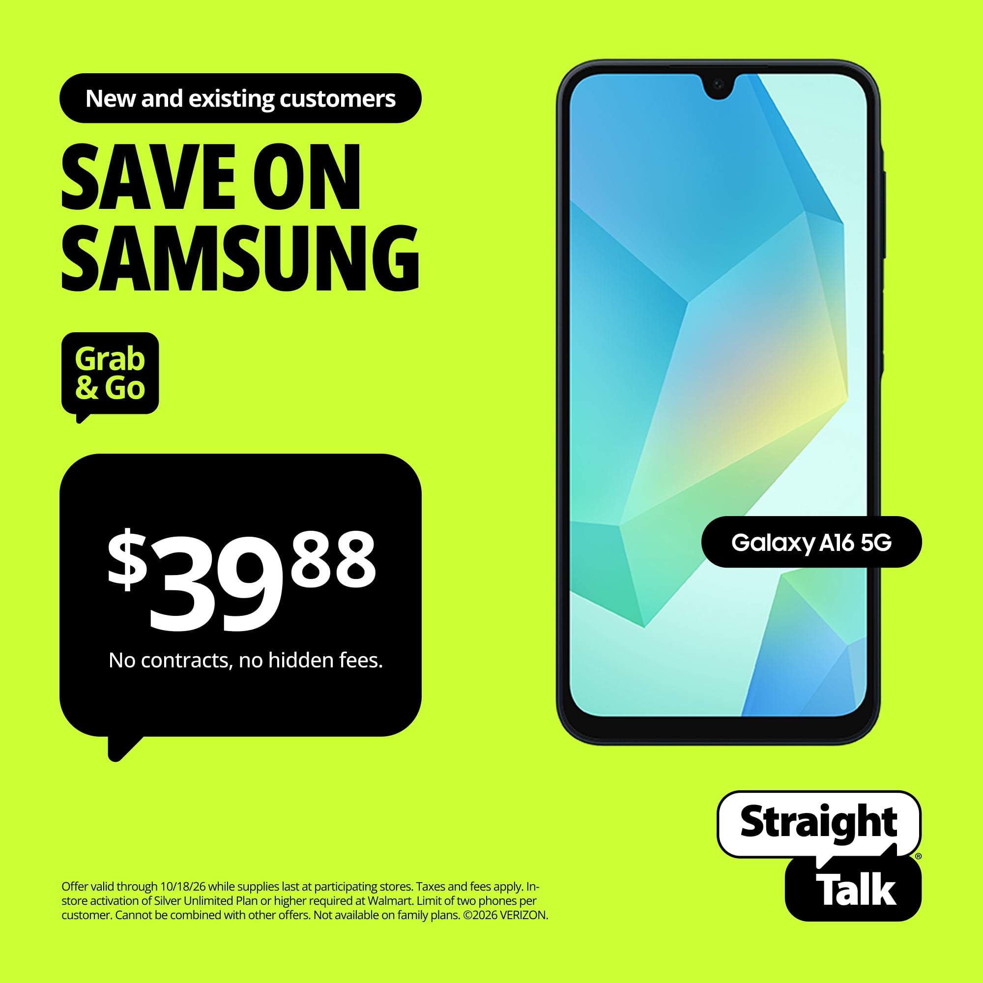 Straight Talk Samsung Galaxy A16, 128GB, 5G, Black - Prepaid Smartphone ...
