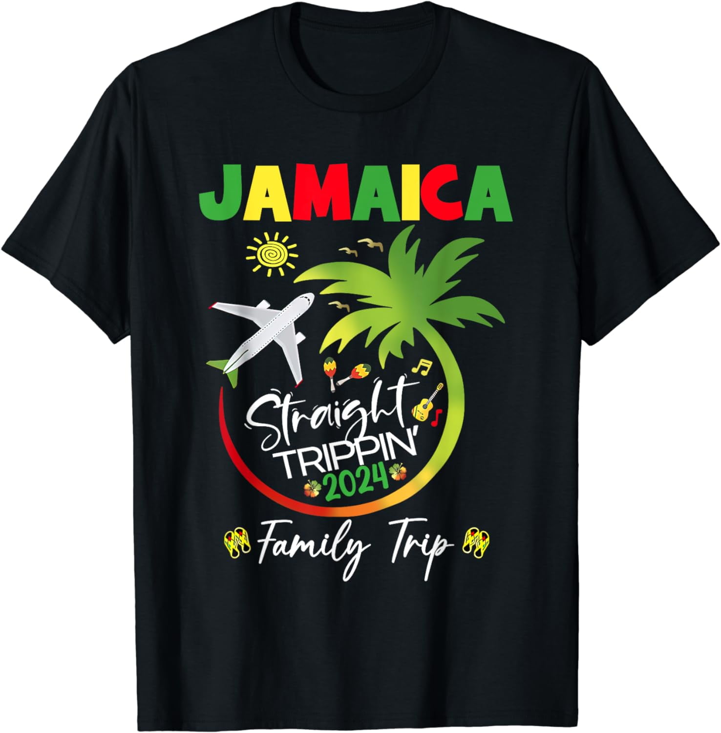 Straight Trippin Jamaica Family Vacation Baecation 2024 T-Shirt ...