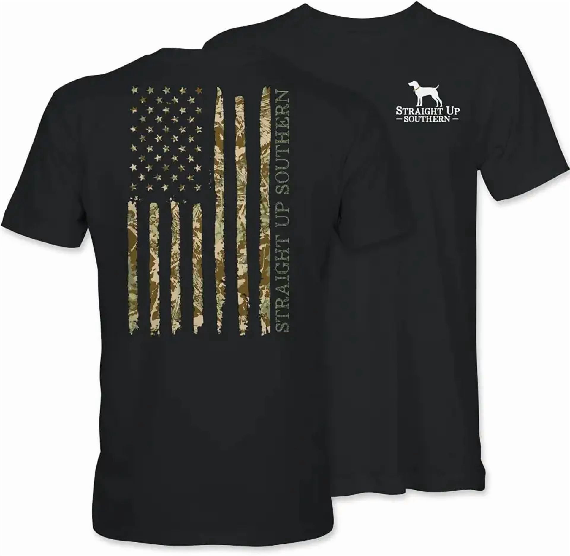 Straight Up Southern Men's Camo American Flag Graphic T-Shirt ...