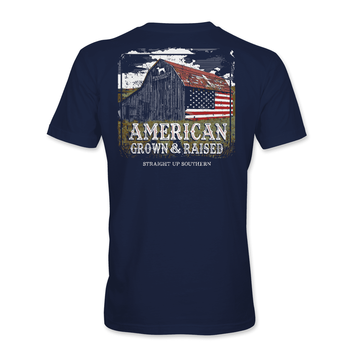 Straight Up Southern Mens American Grown Farm Short Sleeve T-shirt-Navy ...