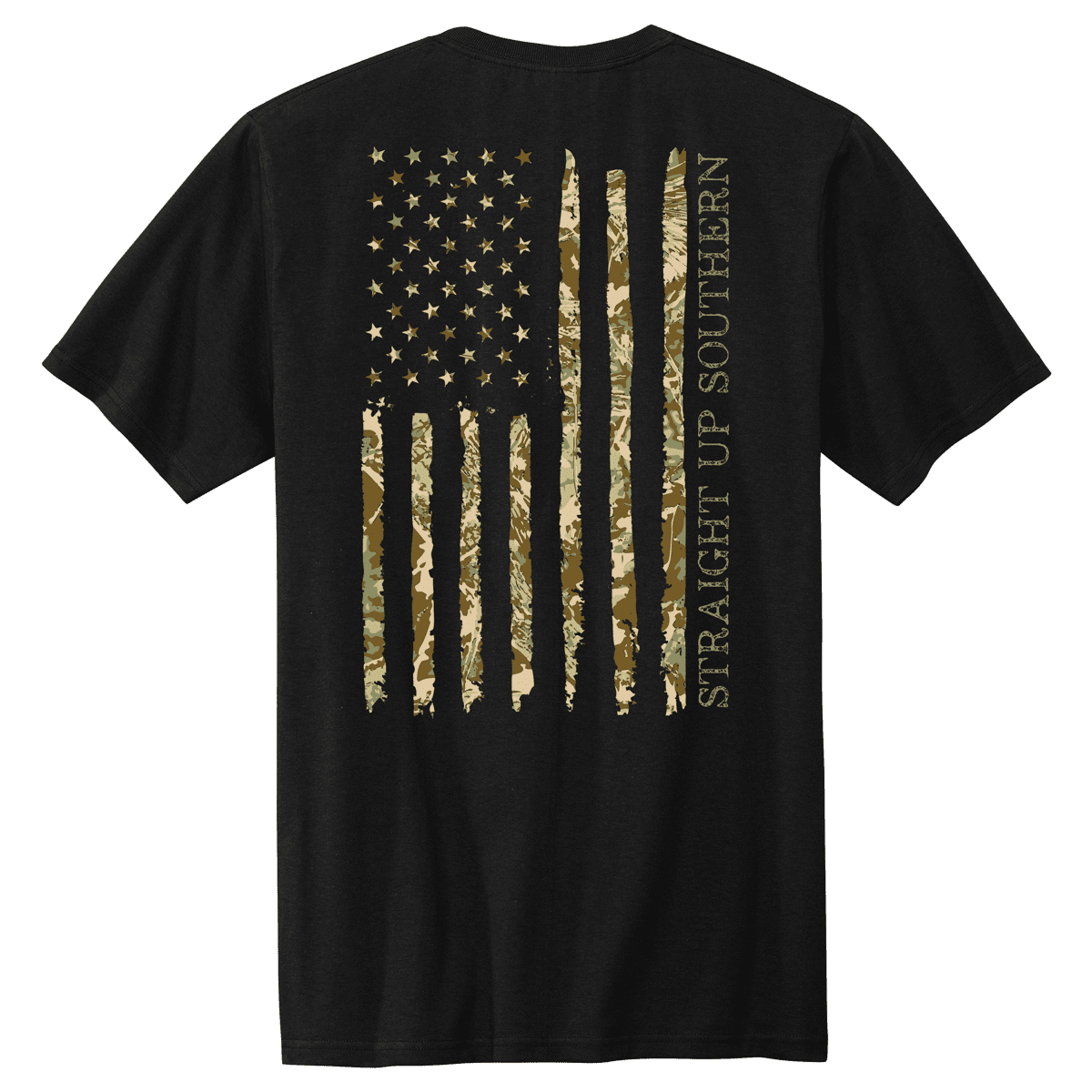 Straight Up Southern Mens Camo American Flag Short Sleeve T-shirt-Black ...