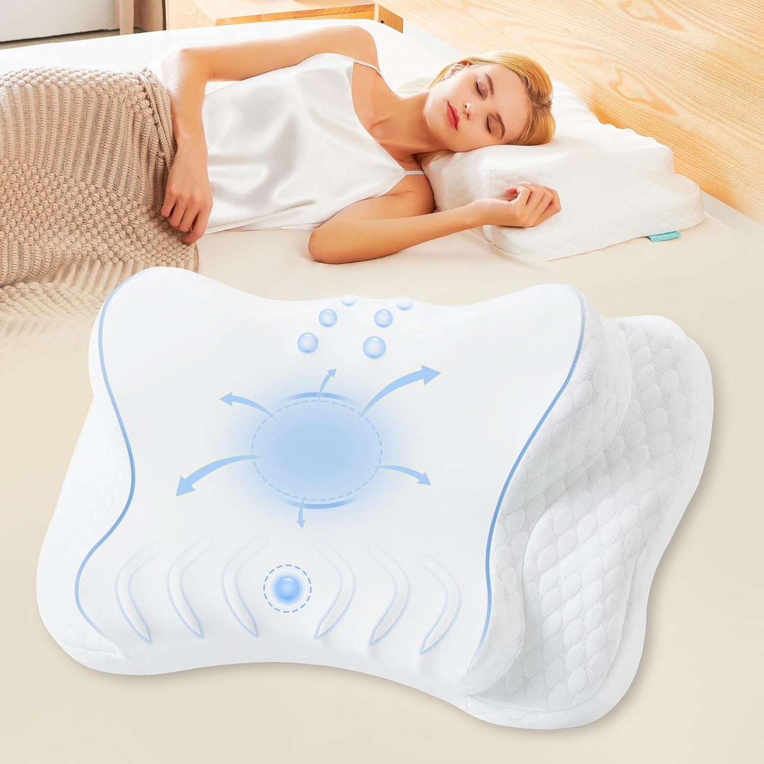 No More Strain Adjustable Cervical Neck Pillow for Pain Relief, Cooling ...