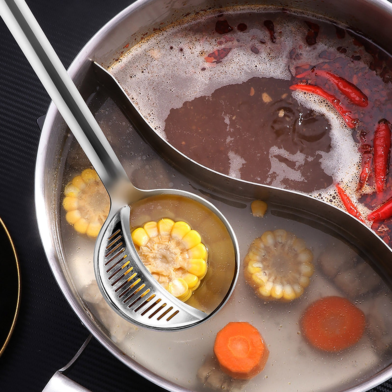 Strainer Ladle 2 in 1 Soup Strainer Separates Liquids from Solids ...