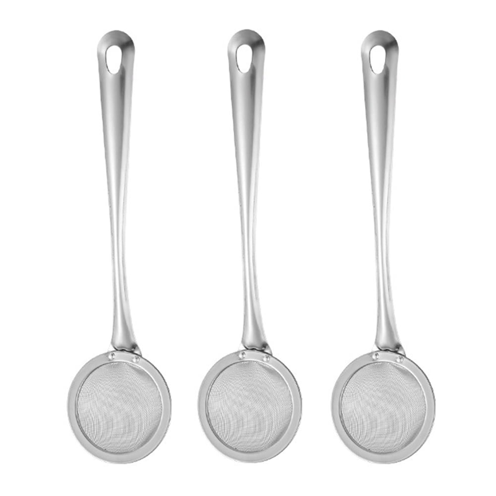 Strainer Skimmer Spoon Set, Stainless Steel Mesh Strainer with Handle ...