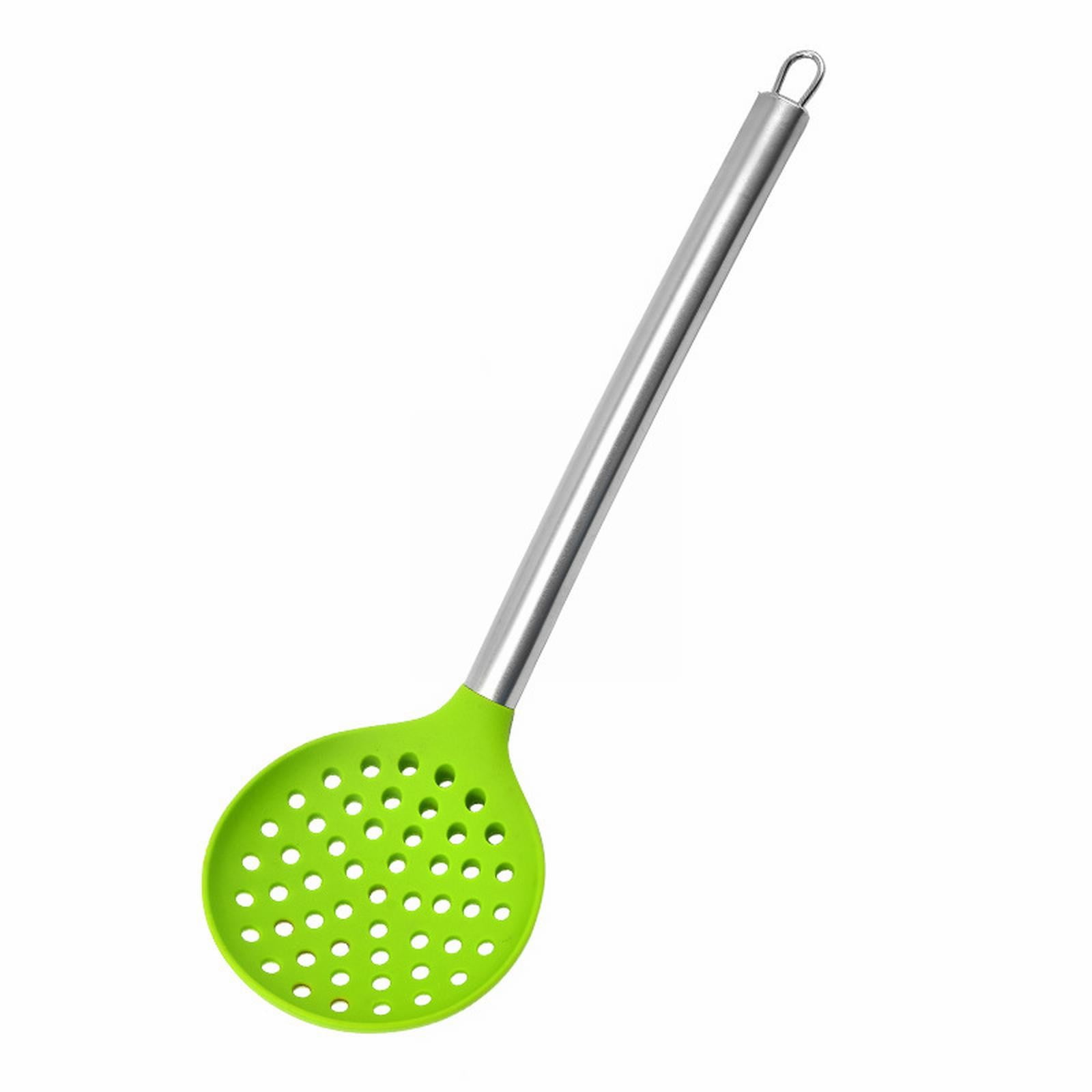 Strainer Spoon Stainless Handle Silicone Slotted Cooking Spoon With ...