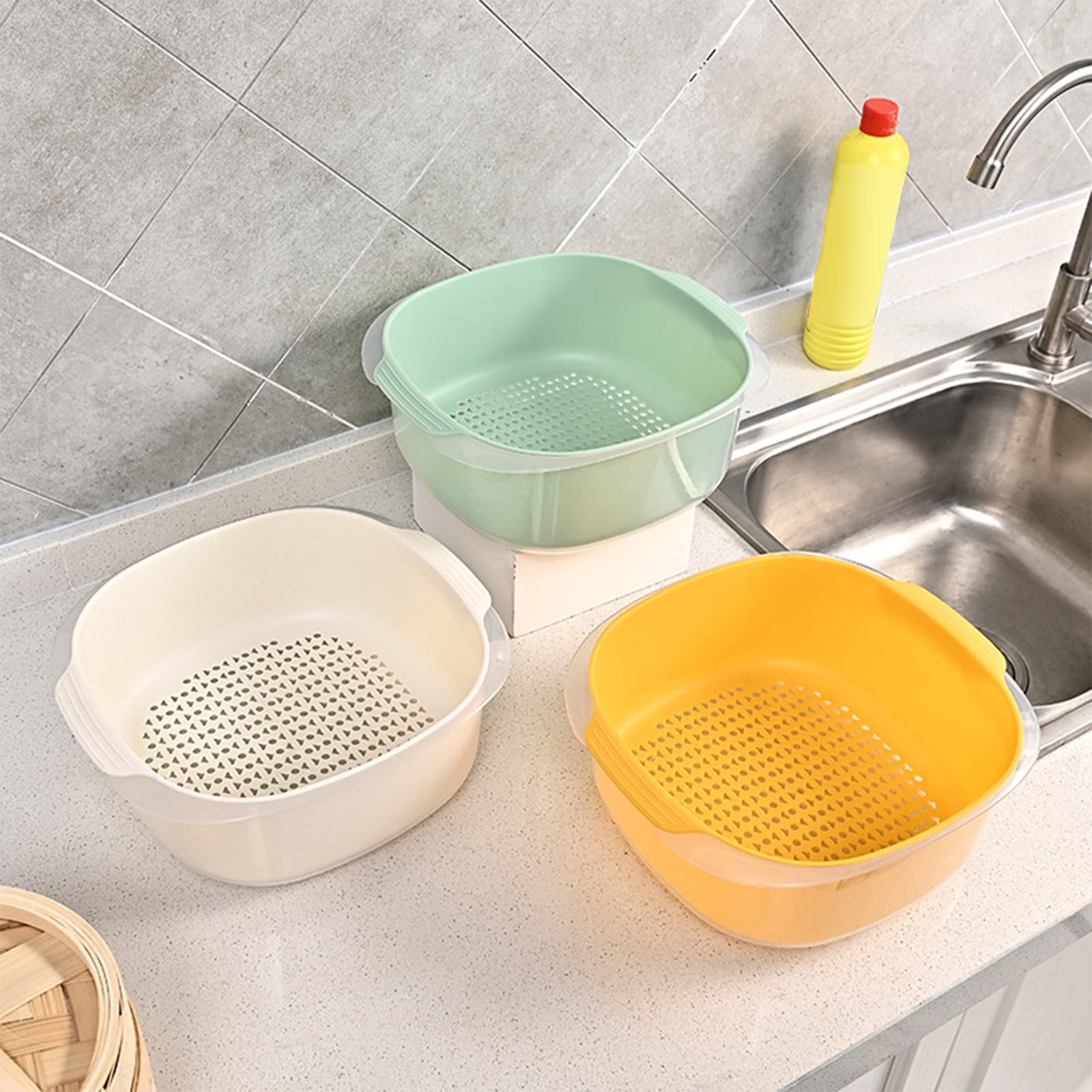 Strainer Vegetable Fruit Basket, Stainless Steel Mesh Strainer, Large ...