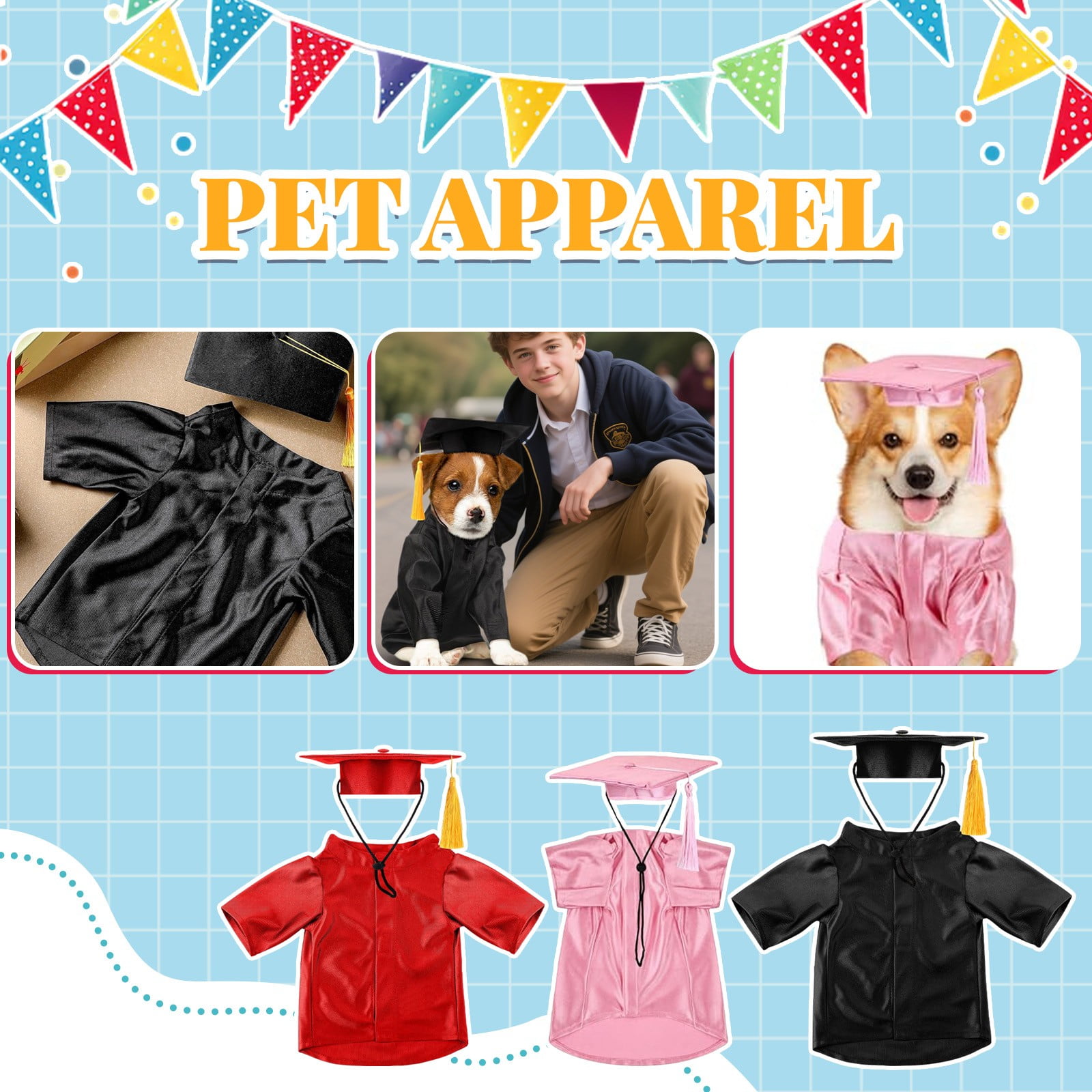 Stralodh Dog Graduation Cap And Gown Dog Graduation Outfit Graduation ...