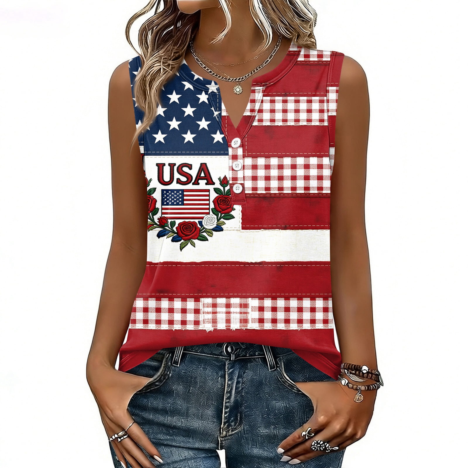 Stralyhd 250 Anniversary Usa Women Tank Tops American Flag Stars ...