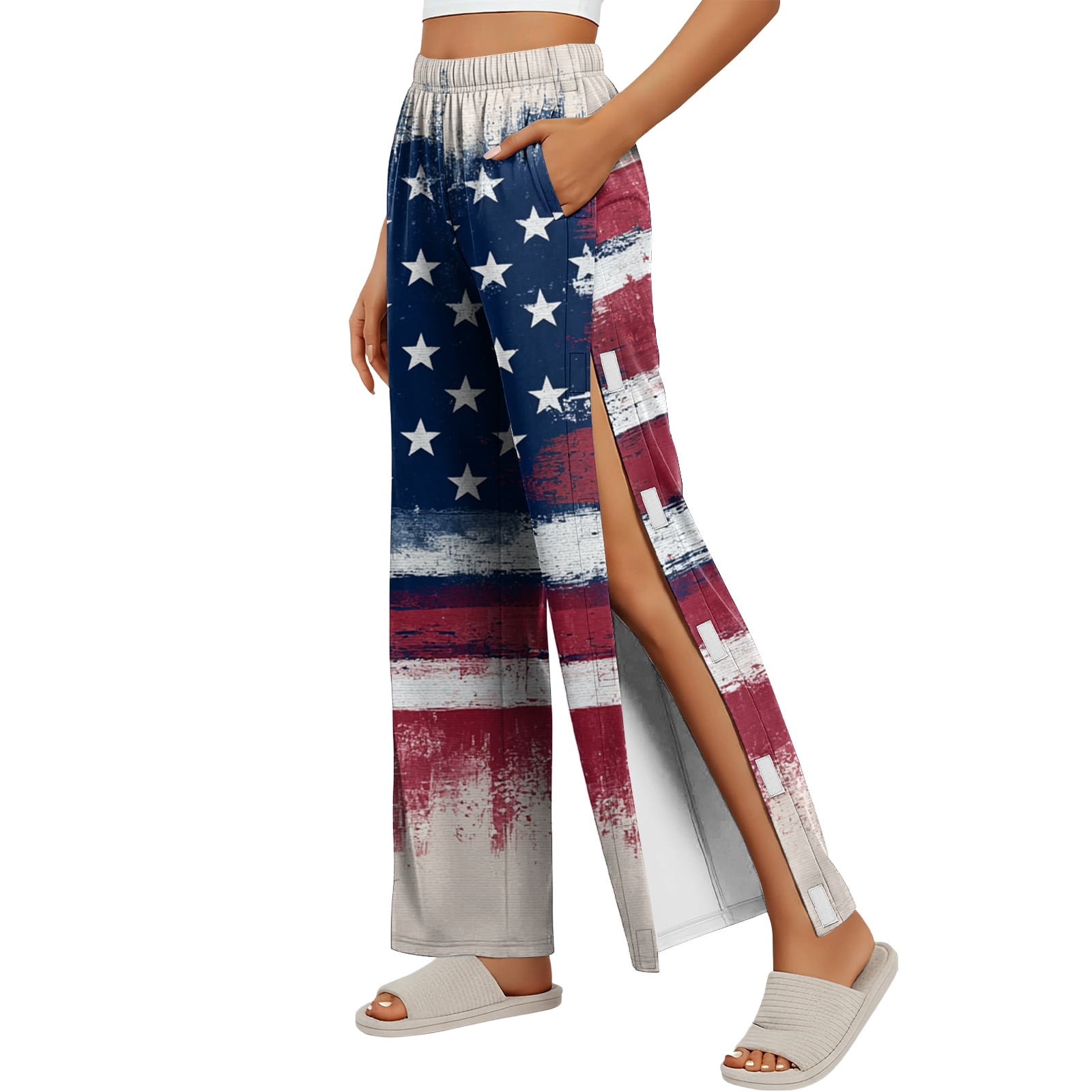 Stralyhd American Flag Chemo Port Women's Pants Adaptive Pants Easy To ...