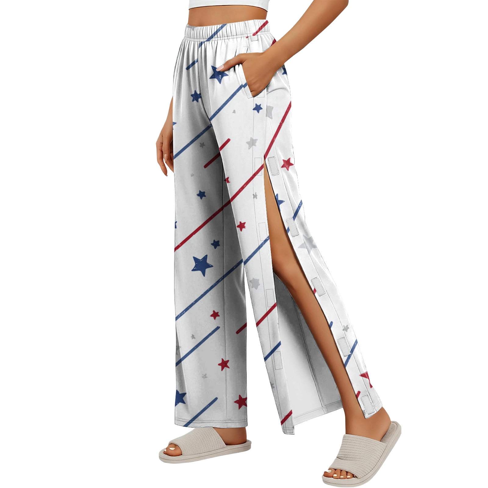 Stralyhd American Flag Chemo Port Womens Pants Adaptive Pants Easy To ...