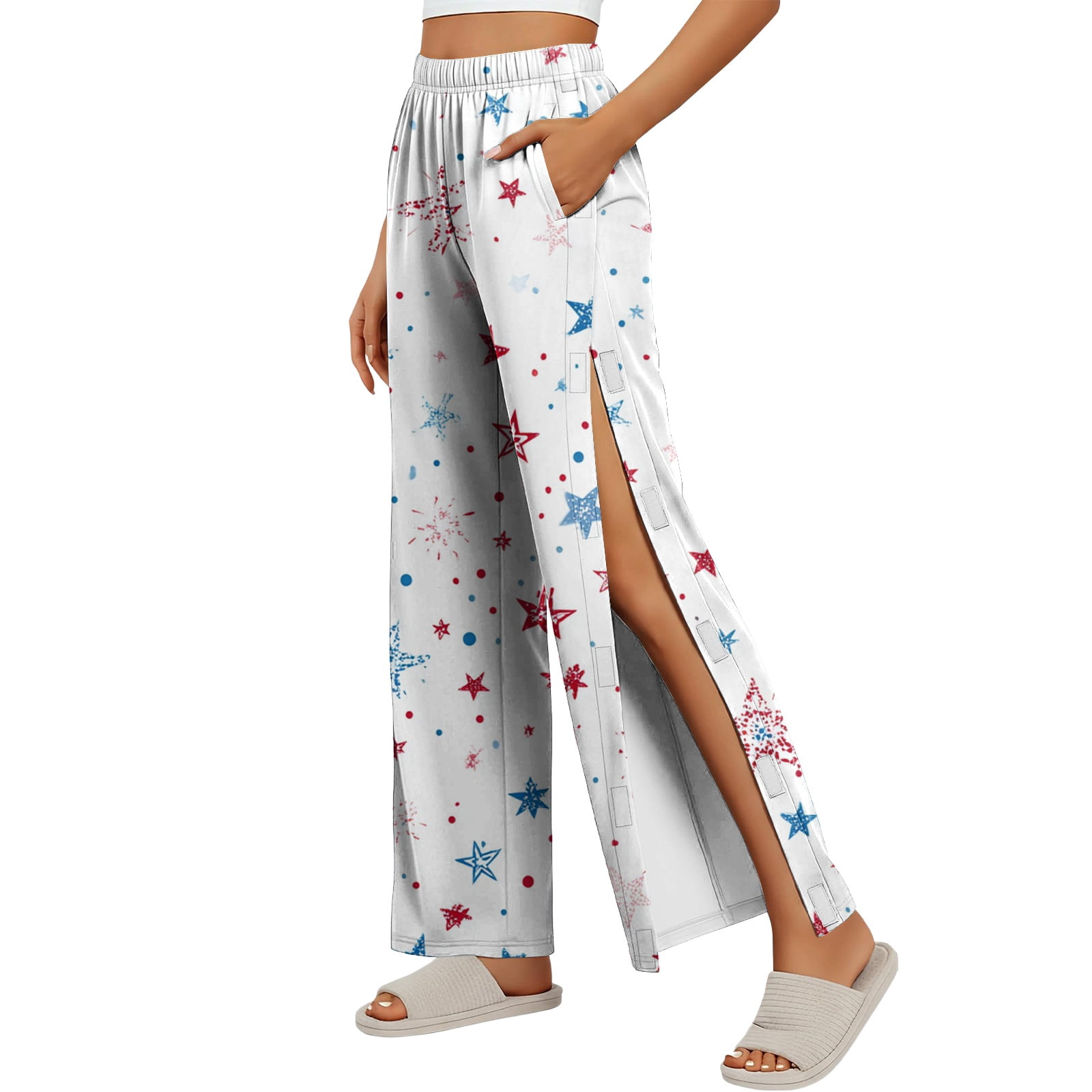 Stralyhd American Flag Striped Chemo Port Pants for Women Tear Away ...