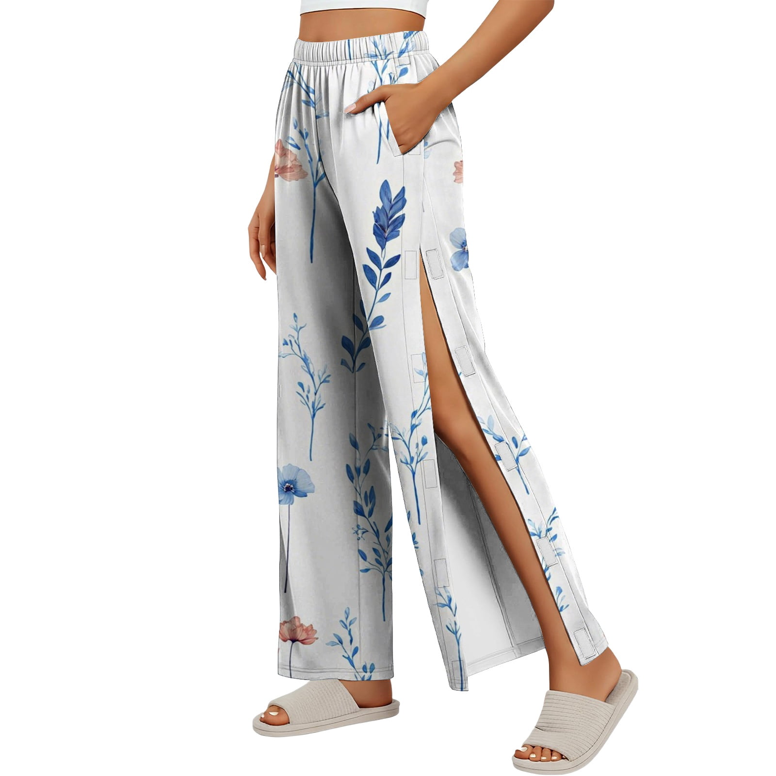 Stralyhd Floral Chemo Port Women Pants Adaptive Pants Easy To Wear and ...