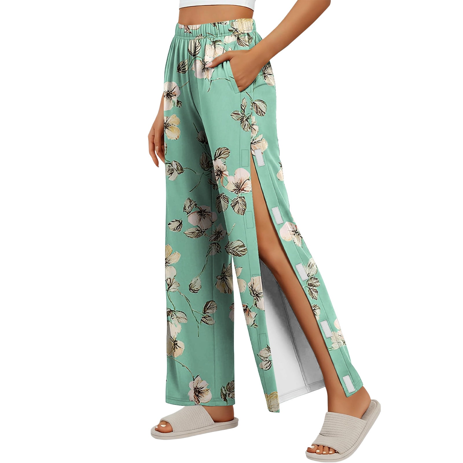 Stralyhd Floral Shoulder Surgery Pants for Women Adaptive Pants Easy To ...