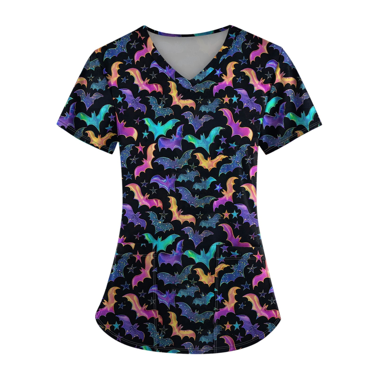 Stralyhd Womens Halloween Scrubs Horror Pumpkin Cat Witch Pattern Nurse ...