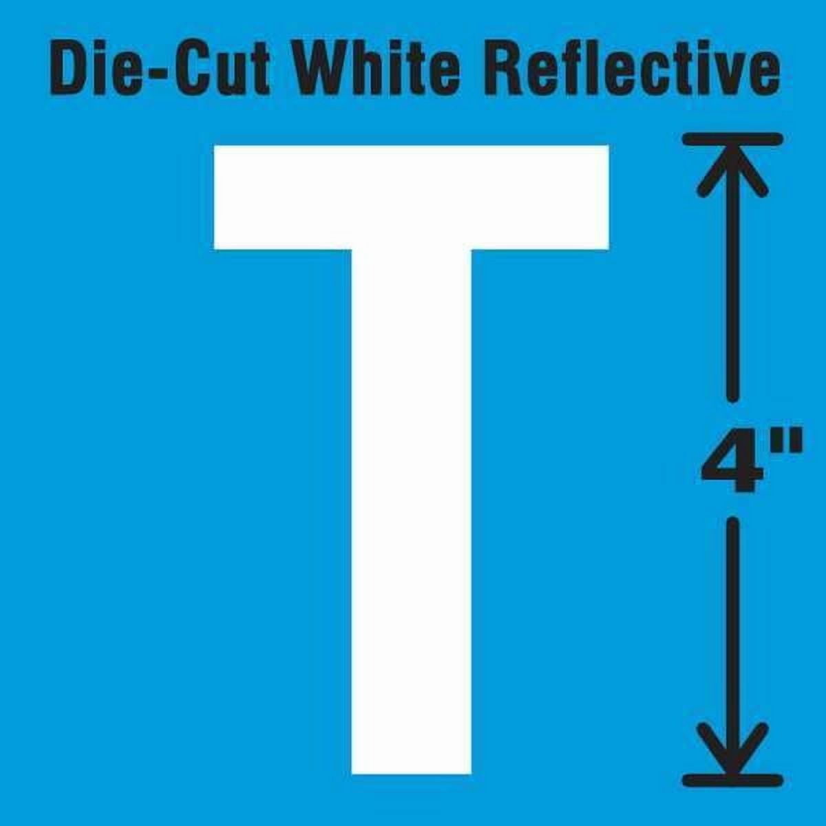 Stranco Die-Cut Refl. Letter Label,T,4In H,PK5 DWR-4-T-5 - Walmart.com