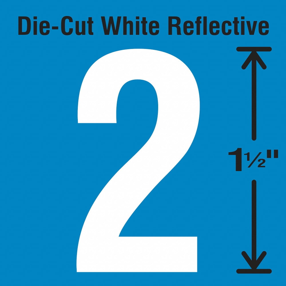 Stranco Die-Cut Reflective Number Label, 2,PK5 DWR-1.5-2-5 DWR-1.5-2-5 ...