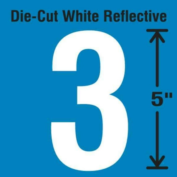 Stranco Die-Cut Reflective Number Label, 3,PK5 DWR-5-3-5 - Walmart.com