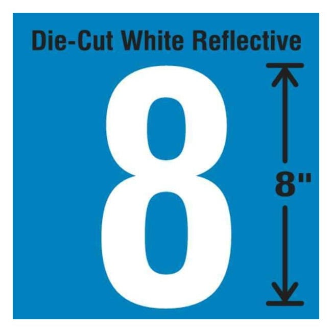 Stranco Number Label, Vinyl, 8 in H, 4-3/4 in W DWR-SINGLE-8-8 ...