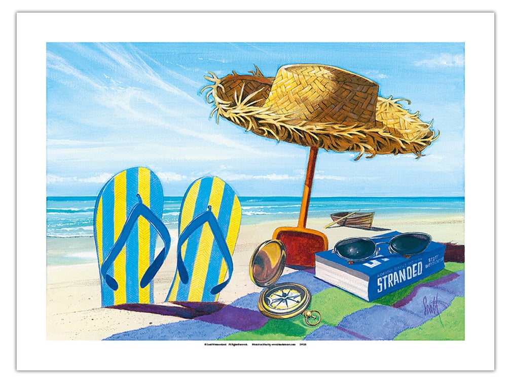 Stranded - Beach Going Necessities: Book Straw Hat Sunglasses Beach ...