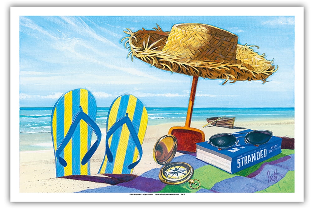 Stranded - Beach Going Necessities: Book Straw Hat Sunglasses Beach ...