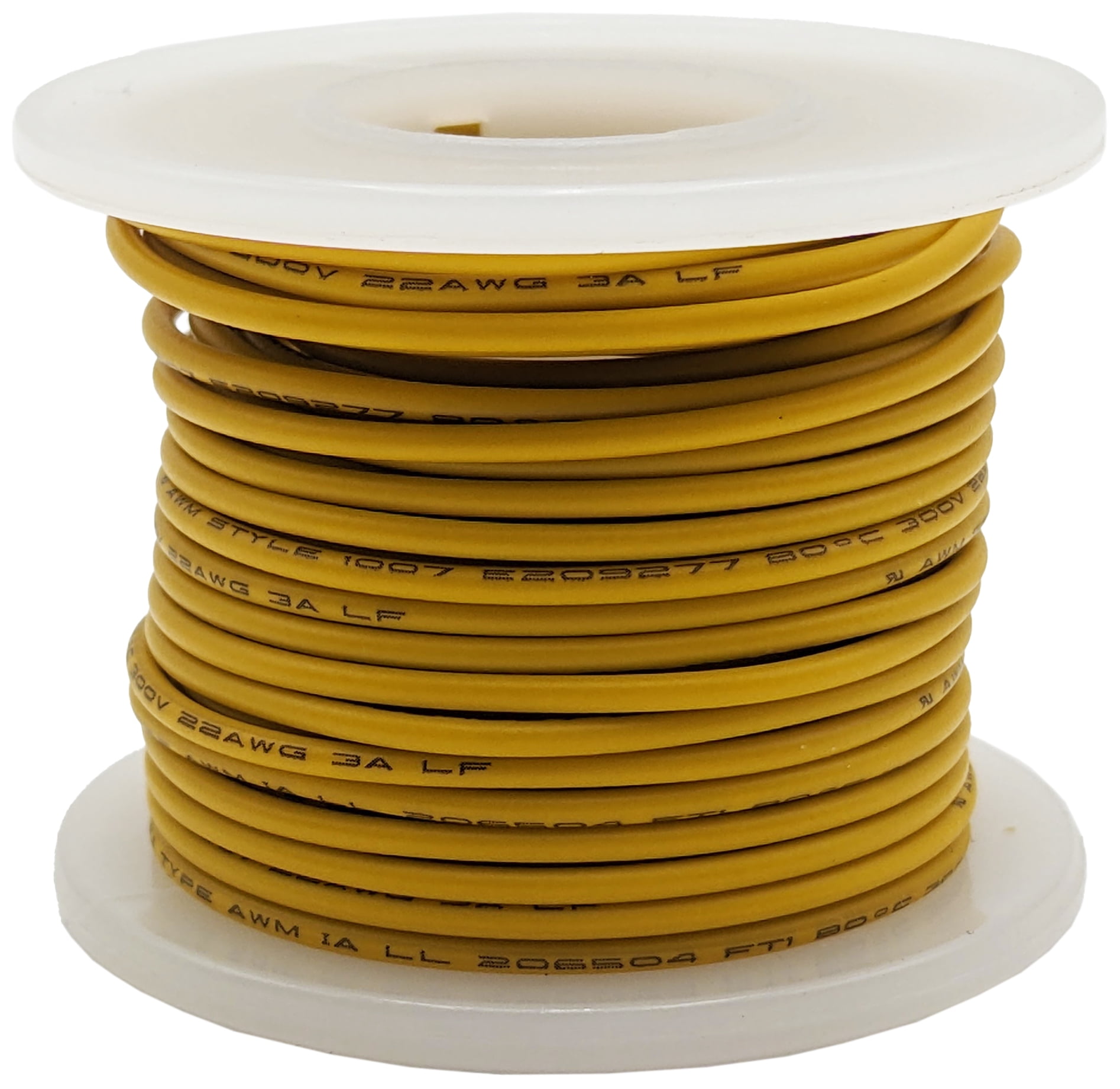 25 Feet Yellow 22 Gauge Stranded Hook-Up Wire, Tinned Copper, PVC ...