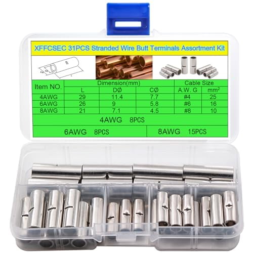 Stranded Wire Butt Connector:(3Types Gauge Bullet Type Butt Crimp ...