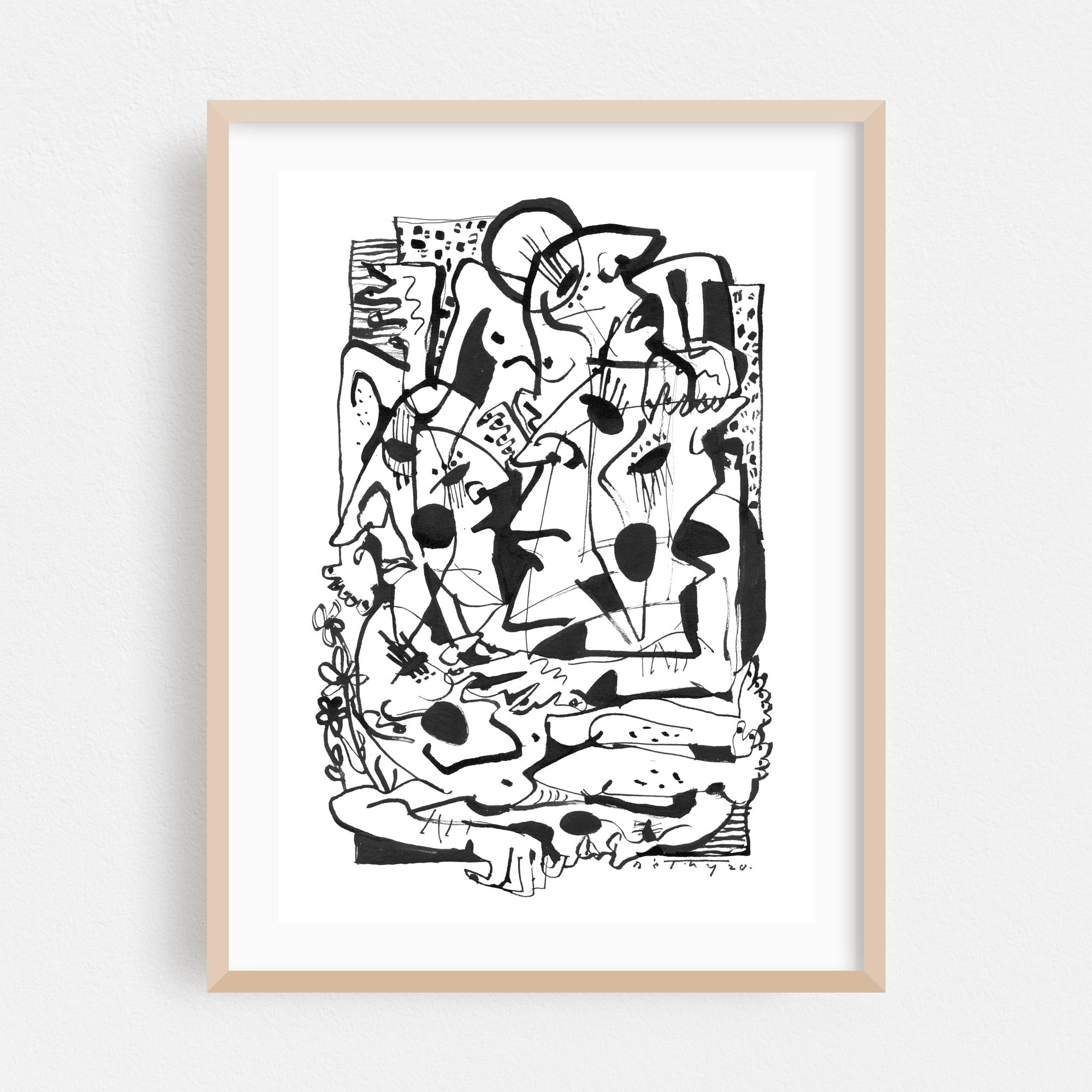 Strange Afternoon - b&w - Drawing Abstract Line Art Black and White ...