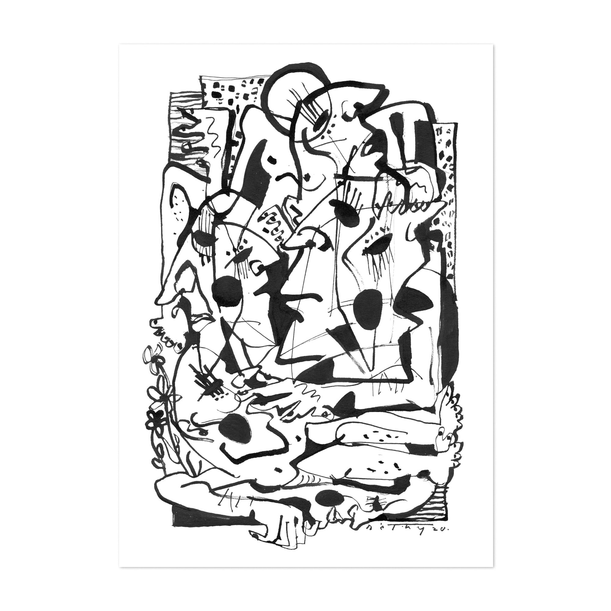 Strange Afternoon - b&w - Drawing Abstract Line Art Black and White ...