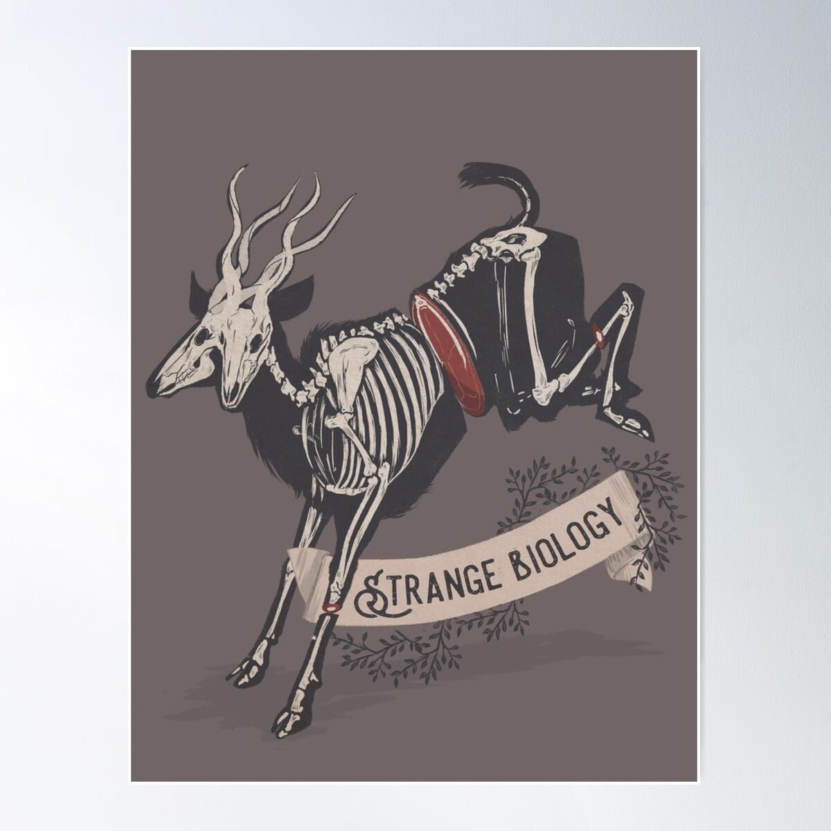 Strange Biology Rustic Antelope Skeleton Poster Wall Art, Modern Wall ...