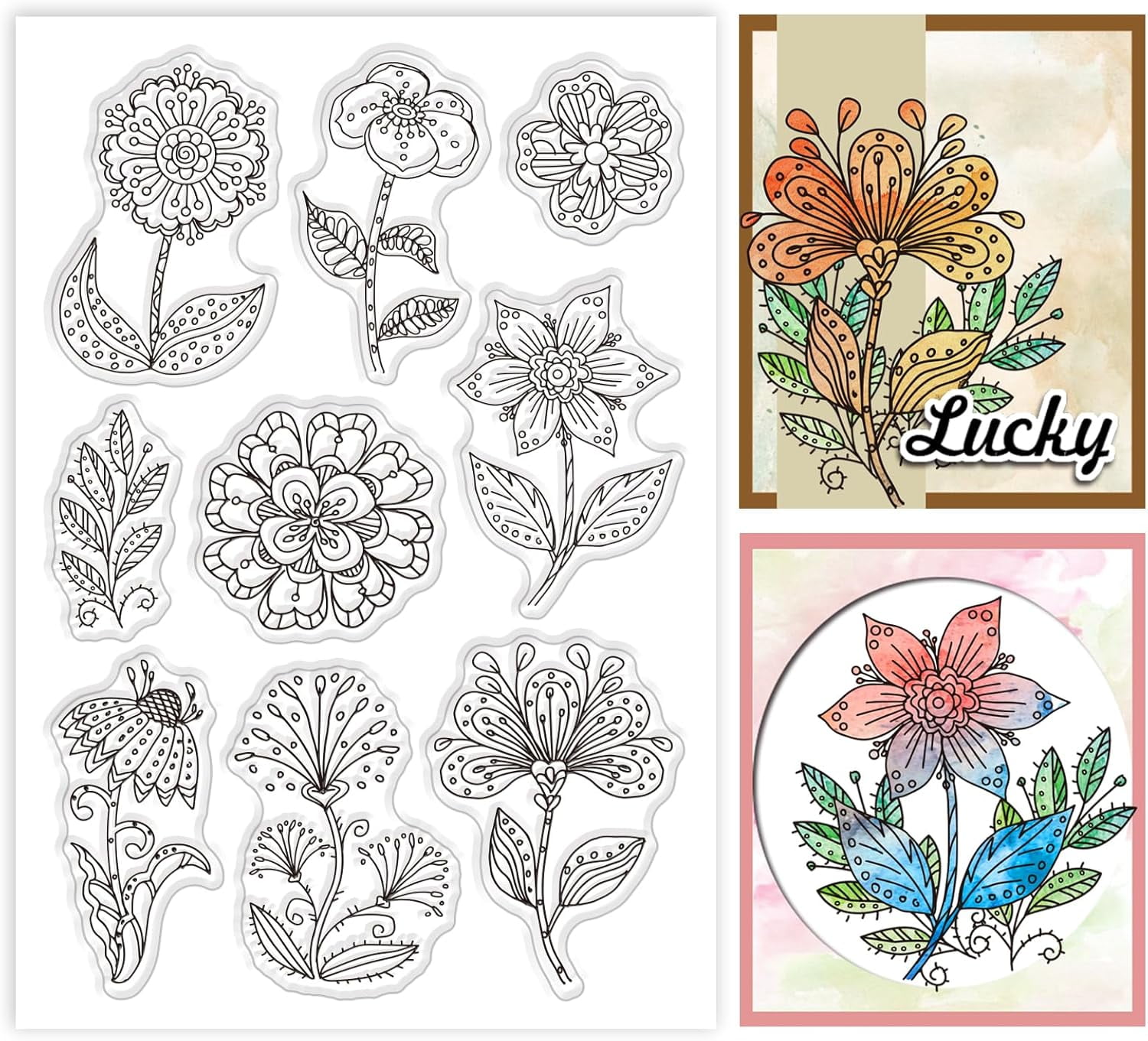 Strange Flowers Clear Stamps Leaves Plants Silicone Clear Stamp Seals ...
