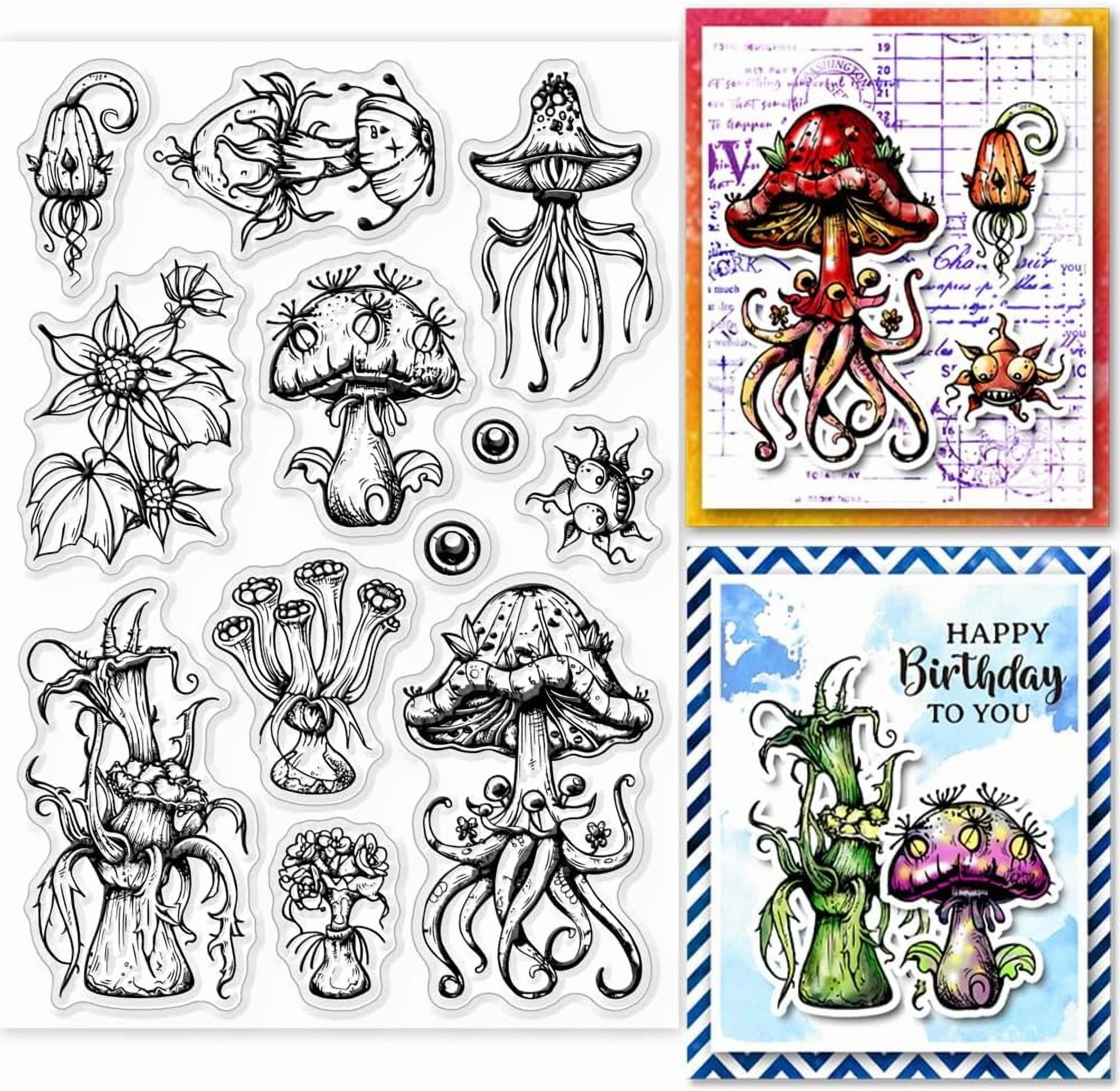 Strange Mushroom Clear Stamps for Cards Making Plants Clear Stamp Seals ...
