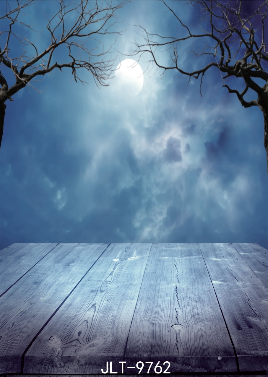 Strange Night Photography Backdrops Old Tree Moon Photo Background ...