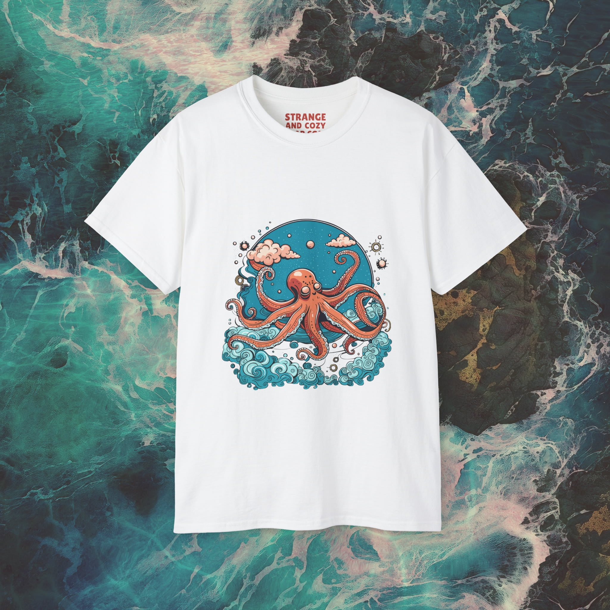 Strange and Cozy Gear Oceanic Octopus Graphic Tee, Sizes S-5XL ...