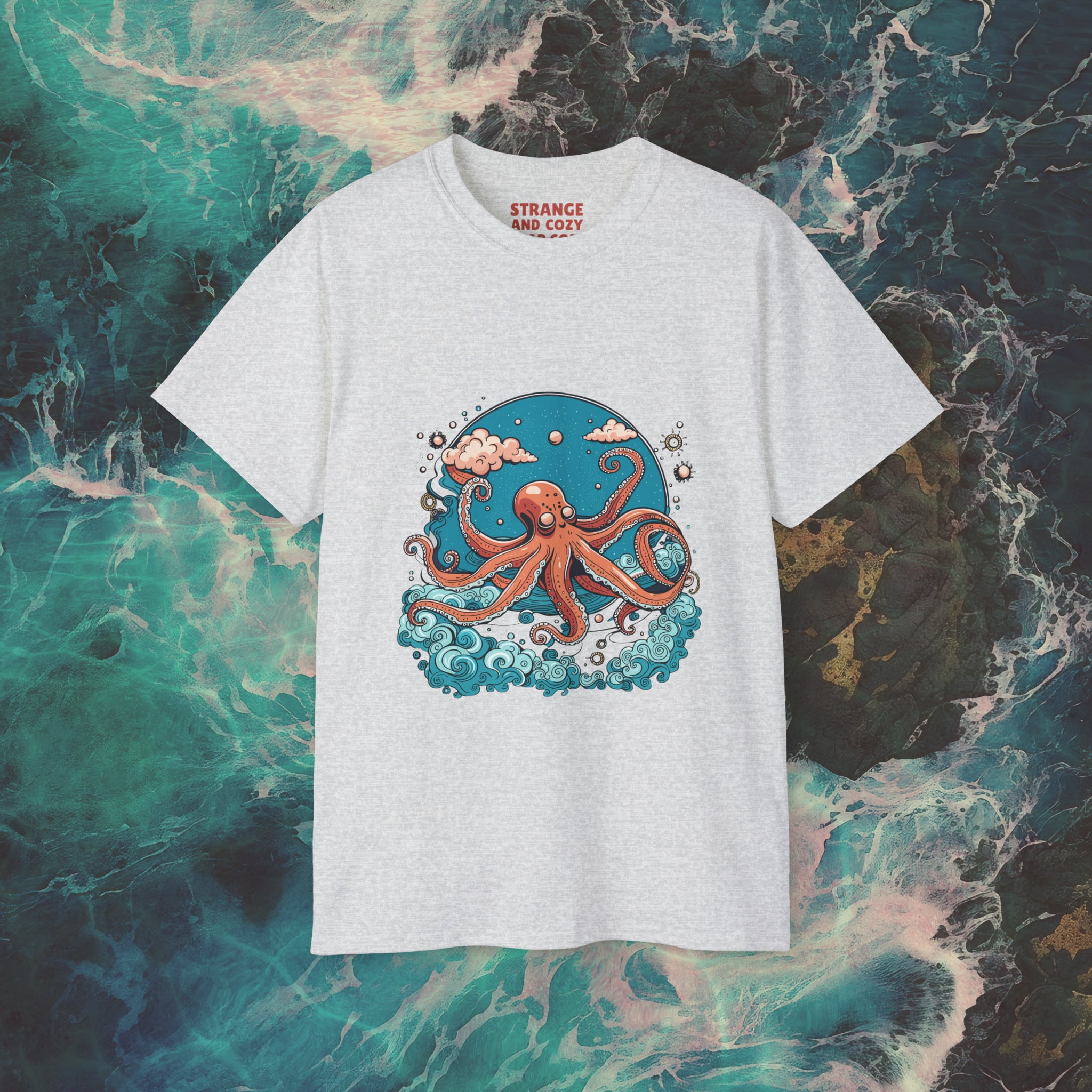 Strange and Cozy Gear Oceanic Octopus Graphic Tee, Sizes S-5XL ...