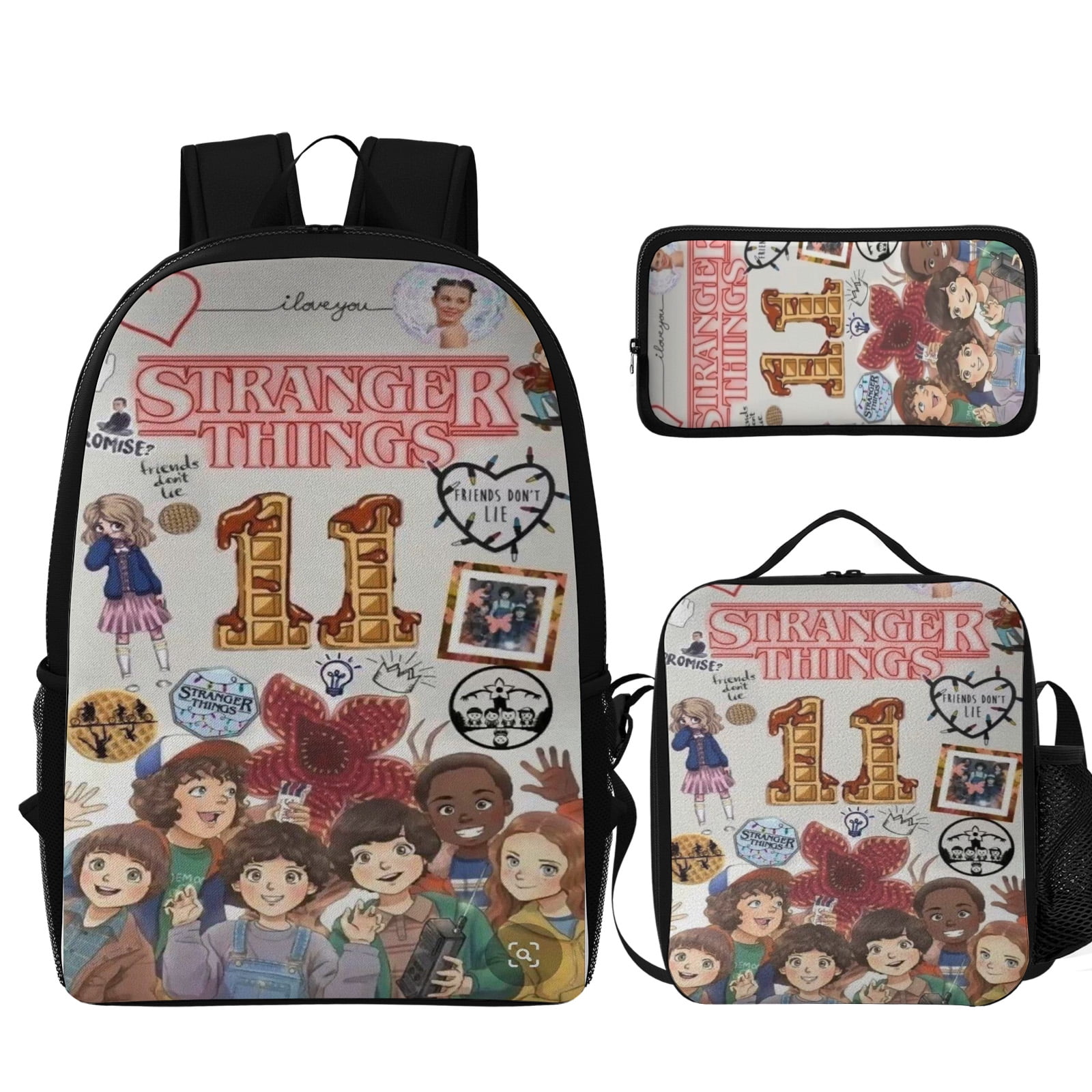 Stranger T-Things Backpack 3 Piece Set Travel Daypack Combination, Back ...