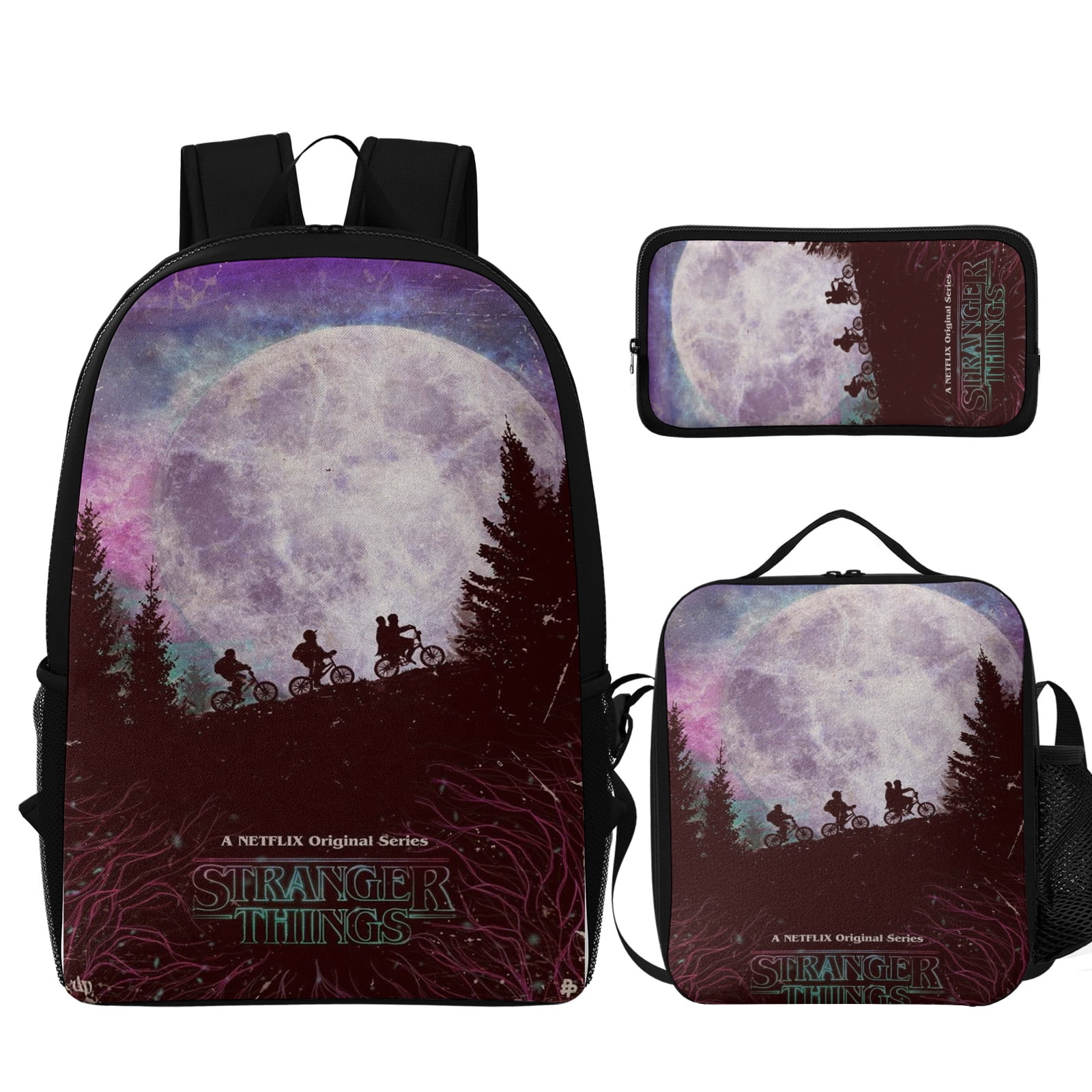 Stranger T-Things Backpack 3 Piece Set Travel Daypack Combination, Back ...