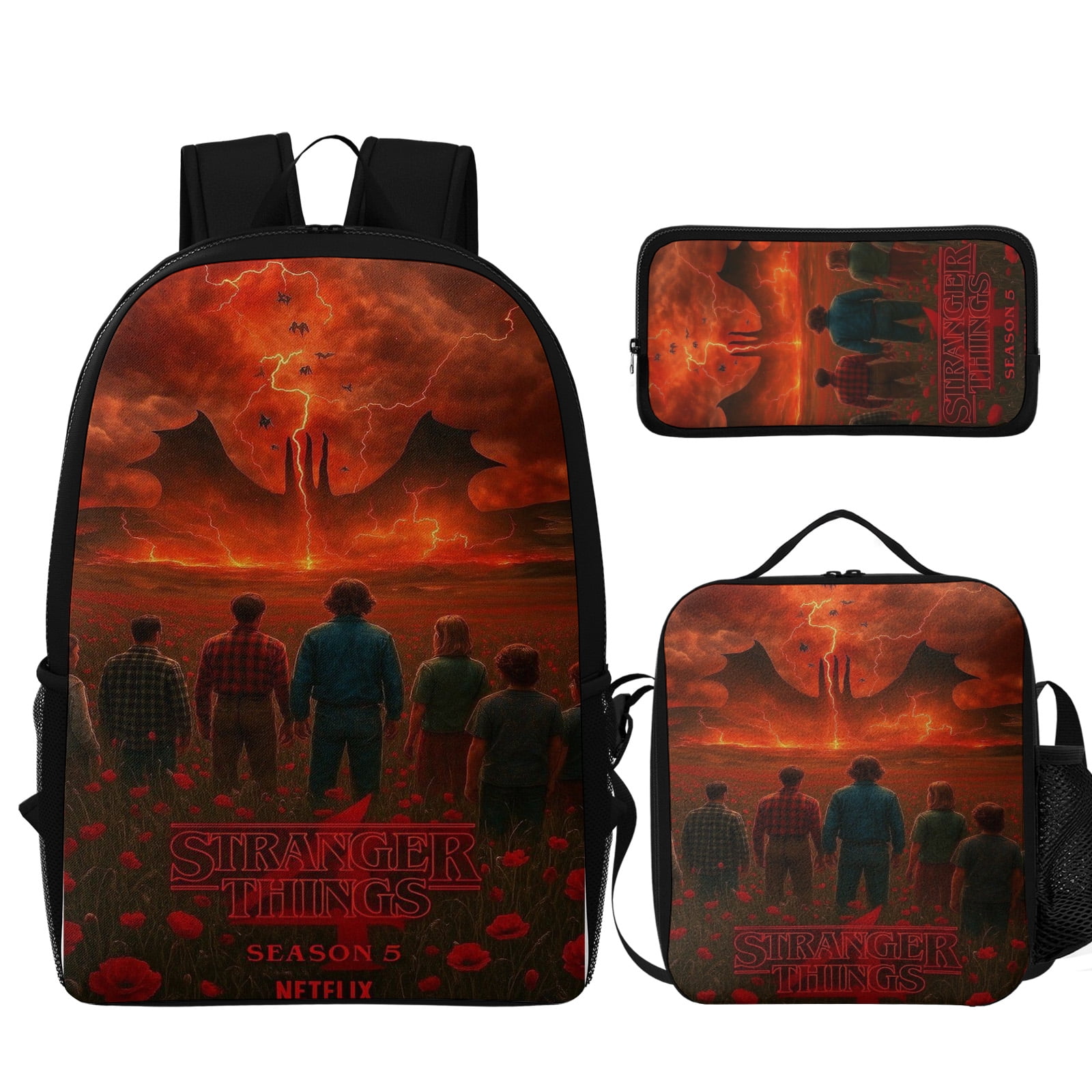 Stranger T-Things Backpack 3 Piece Set Travel Daypack Combination, Back ...