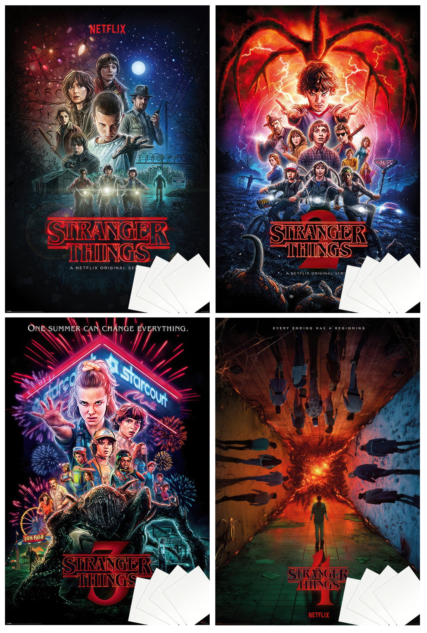 Stranger Things 1, 2, 3 & 4 - TV Show Poster Set (Regular Styles ...