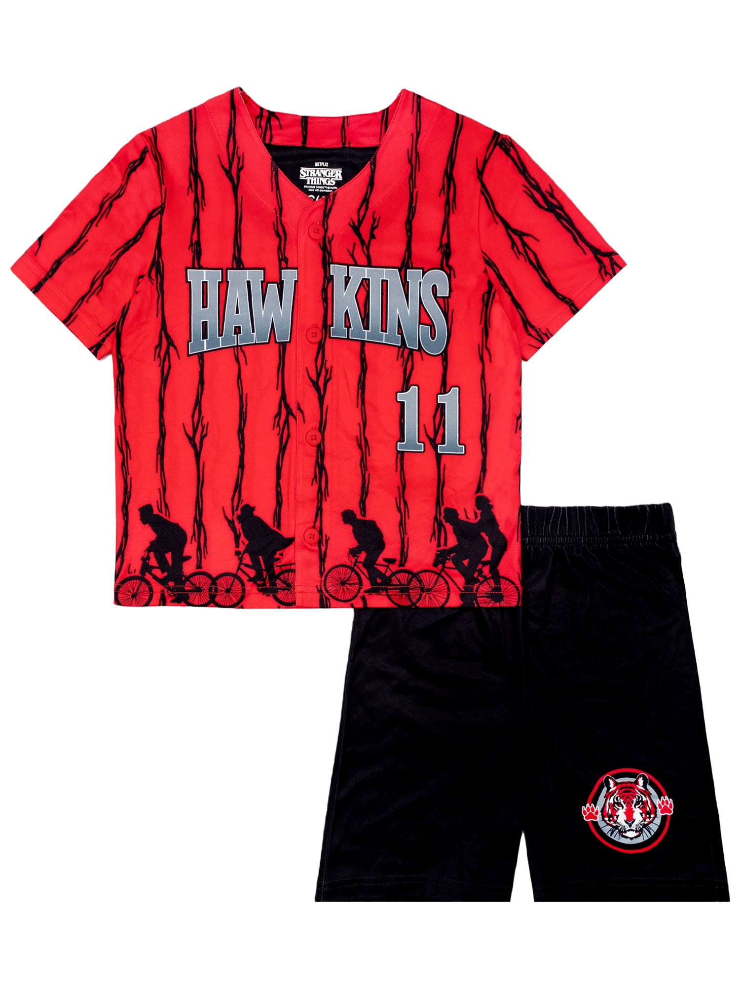 Stranger Things Boys Short Sleeve Top and Short Jersey Coat Pajama Set ...