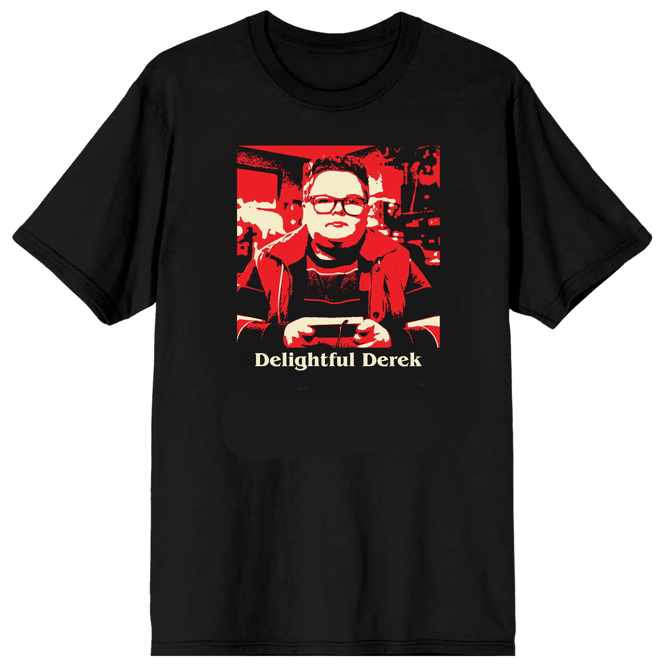 Stranger Things 5 Delightful Derek Adult Black Crew Neck Short Sleeve T ...
